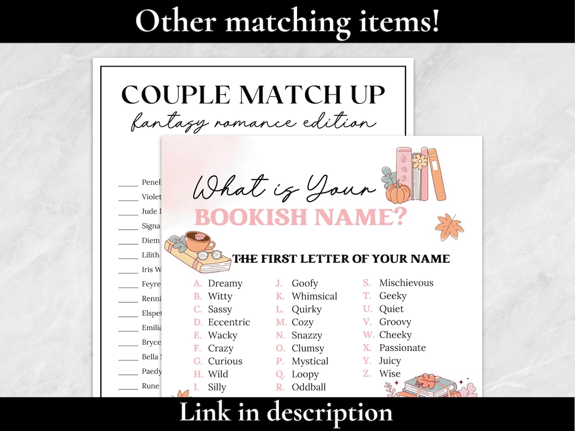 What's Your Bookworm Name With Name Tags, Book Club Games Printable ...