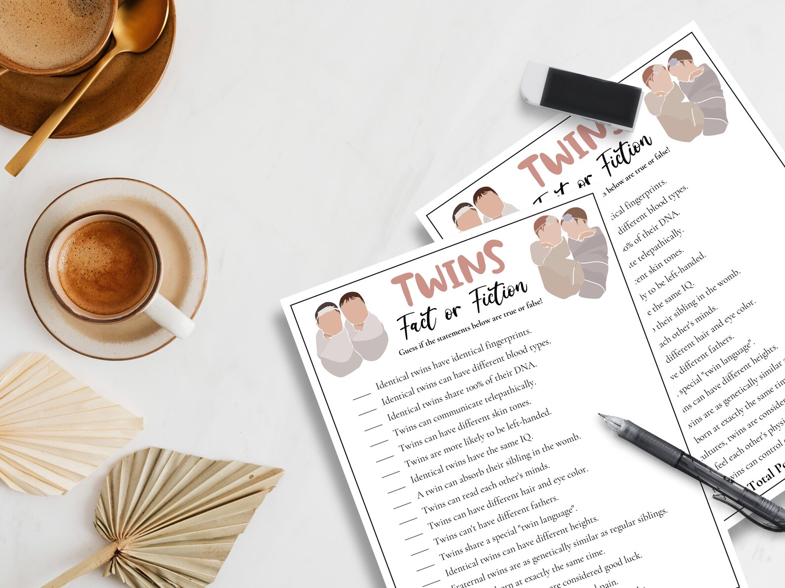 Twins Trivia Baby Shower Game, Printable Twin True False Game, Fun Baby ...