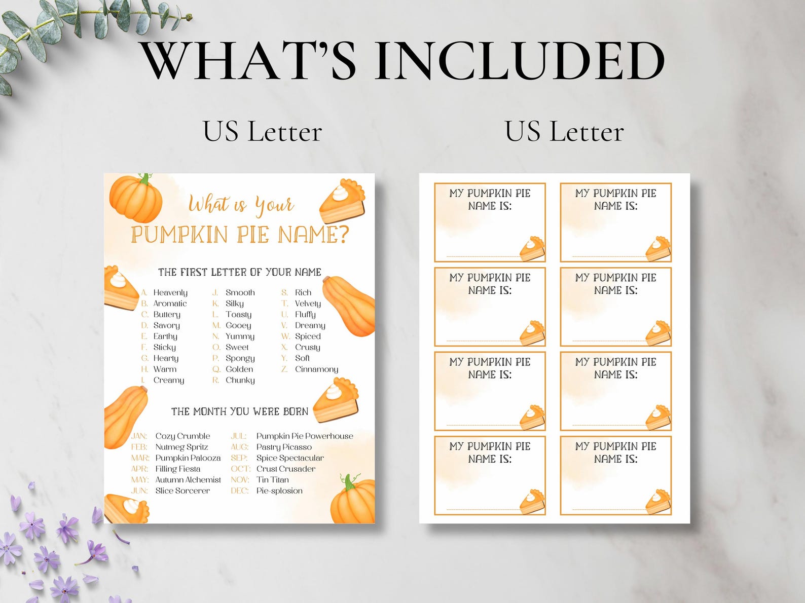 What's Your Pumpkin Pie Name Game With Name Tags, Pumpkin Games, Office ...