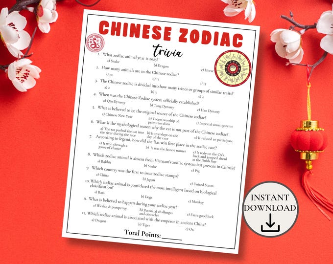 Chinese Zodiac Trivia, Lunar New Year Trivia, 2025 Chinese New Year ...