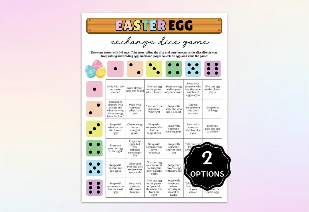 Easter Egg Exchange Dice Game, Easter Roll the Dice Game, Easter Party ...