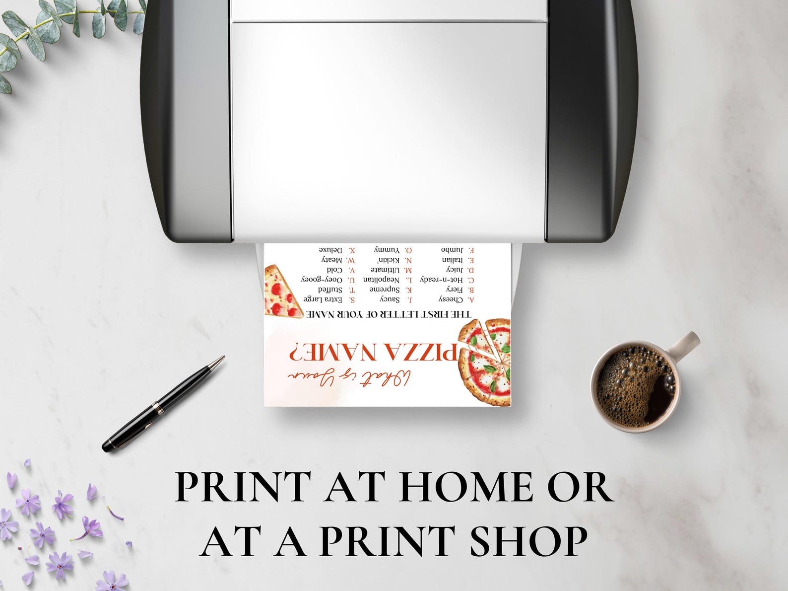 What's Your Pizza Name With Name Tags, Pizza Baby Shower Games, Pizza ...