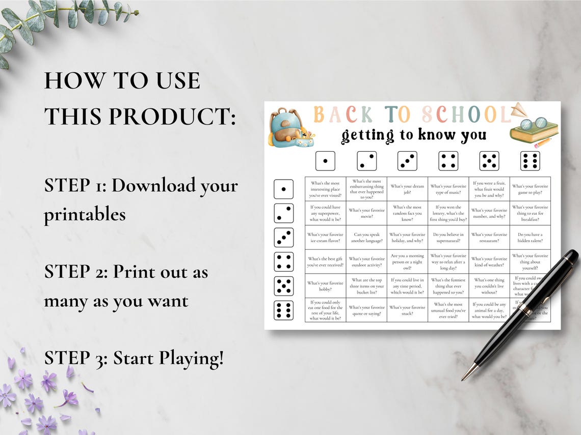 Back to School Dice Breaker, Back to School Game, Get to Know You Dice ...