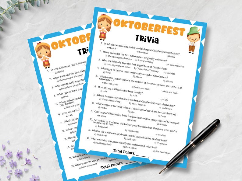 Oktoberfest Trivia Game, Oktoberfest Party Game for Kids & Adults ...
