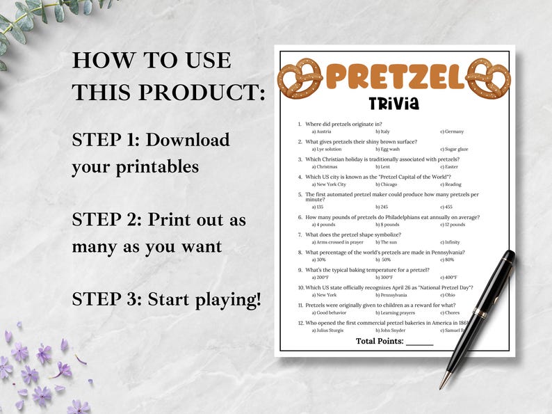 Pretzel Trivia Game, Oktoberfest Party Game for Kids & Adults, German ...
