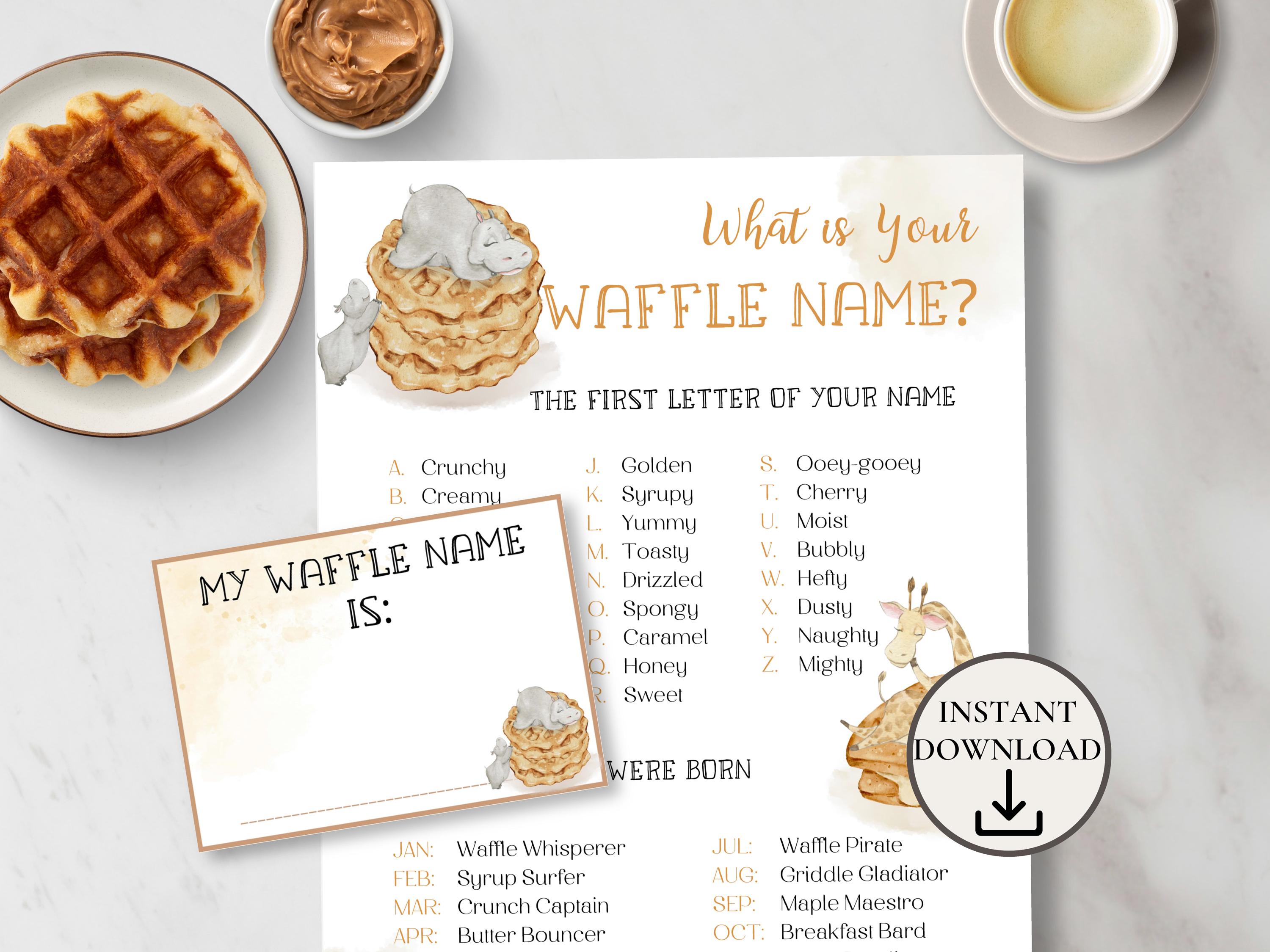 What's Your Waffle Name With Name Tags, Waffle Printable Game, Brunch ...