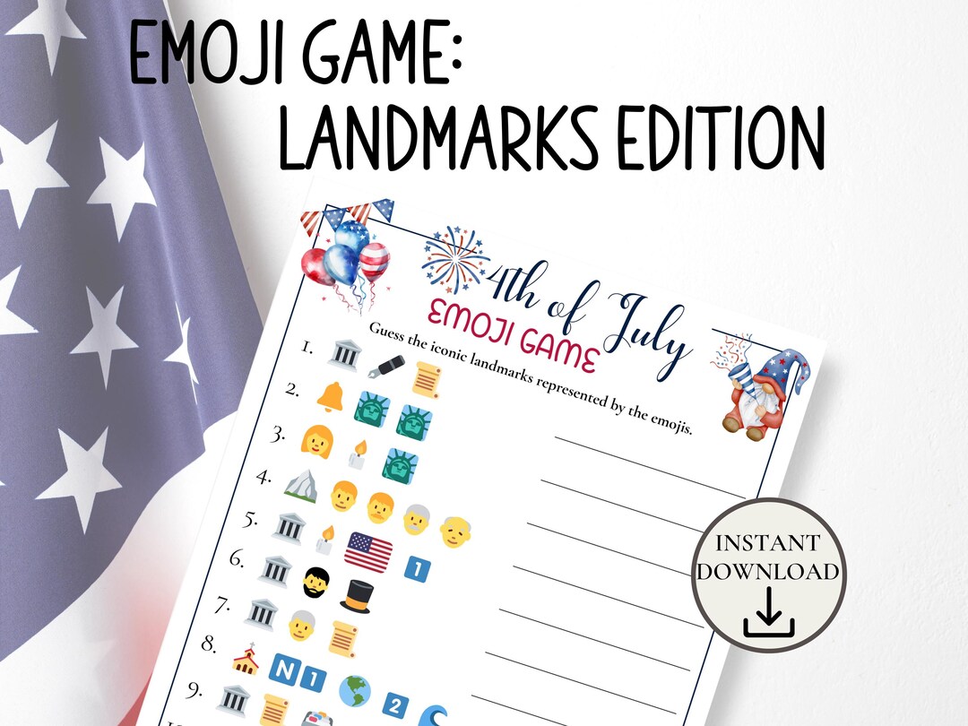 4th of July Emoji Game Landmarks Edition, 4th of July Games for Adults ...