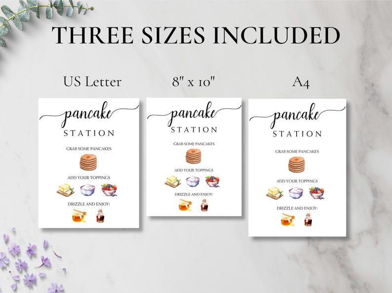 Pancake Bar Sign With Table Cards, Pancake Birthday Party, Pancakes and ...