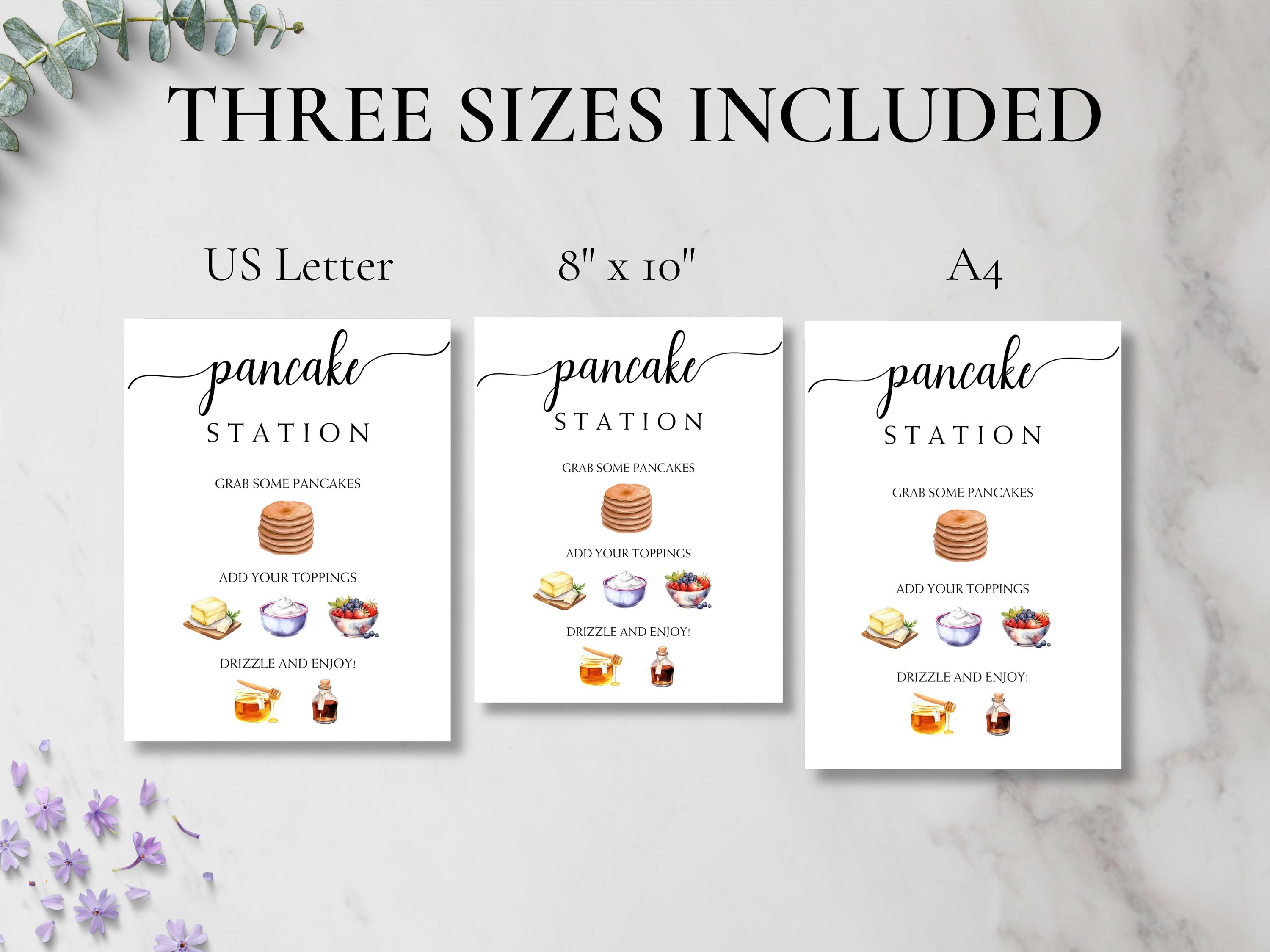 Pancake Bar Sign With Table Cards, Pancake Birthday Party, Pancakes and ...