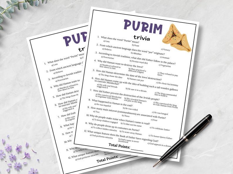 Purim Trivia Game, Purim Games, Purim Activity for Kids & Adults ...