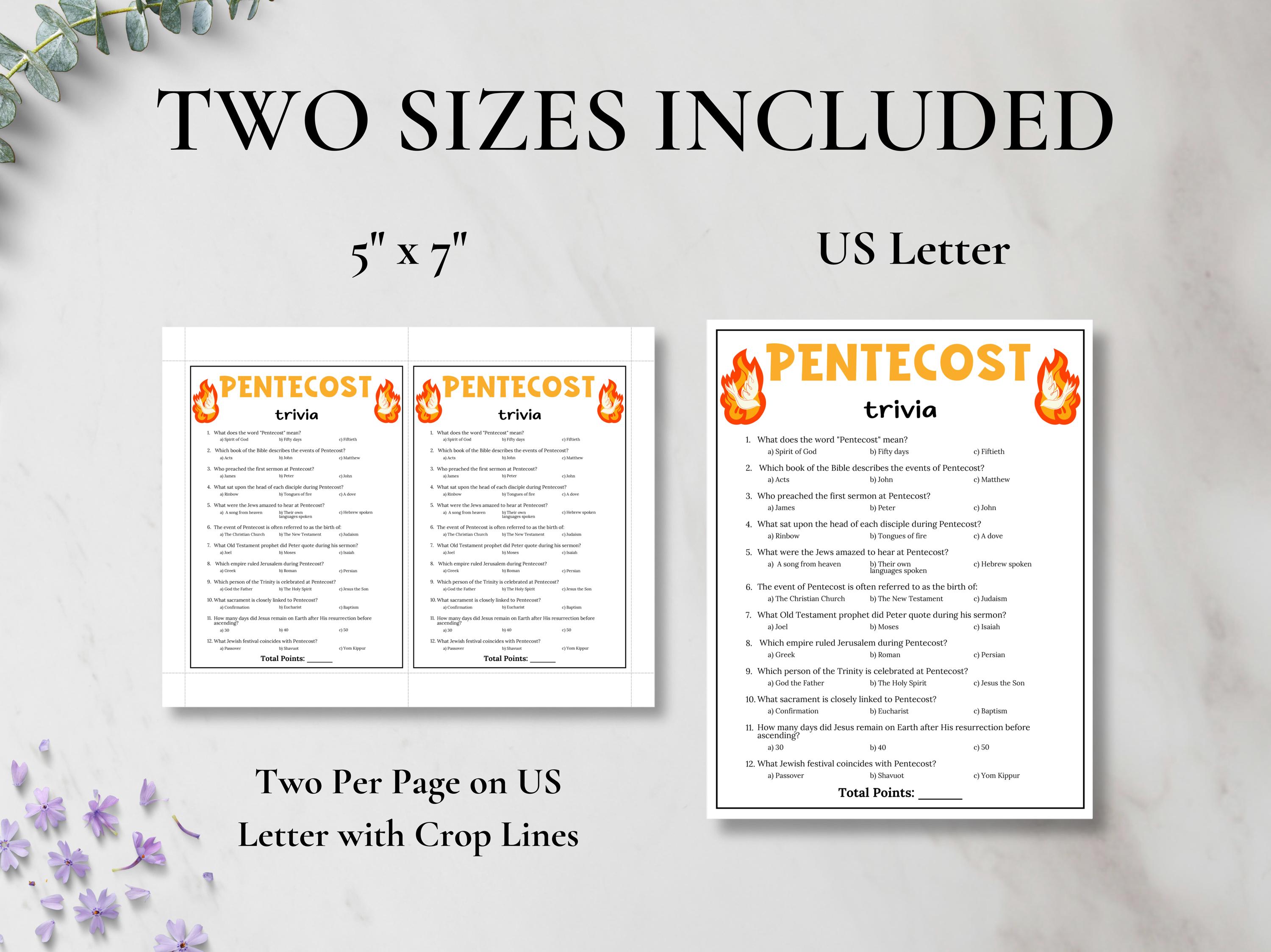 Pentecost Trivia Game, Printable Pentecost Game, Sunday School Games ...