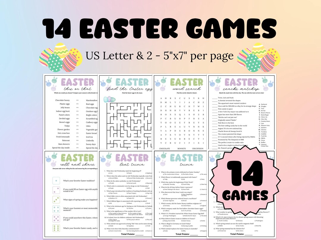 Easter Games Bundle, Easter Trivia, Easter Games Printables,easter ...