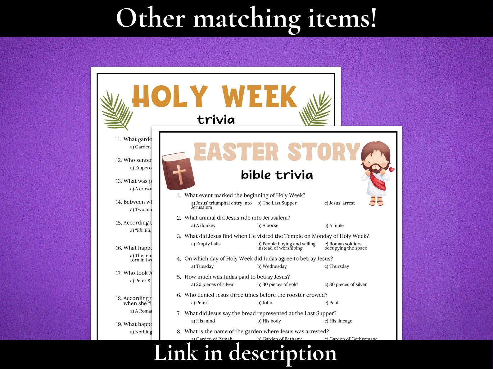 Lent Trivia Game, Easter Party Games, Sunday School Activities, Lenten ...
