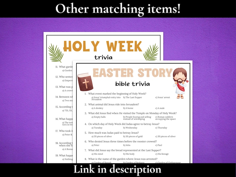 Lent Trivia Game, Easter Party Games, Sunday School Activities, Lenten ...