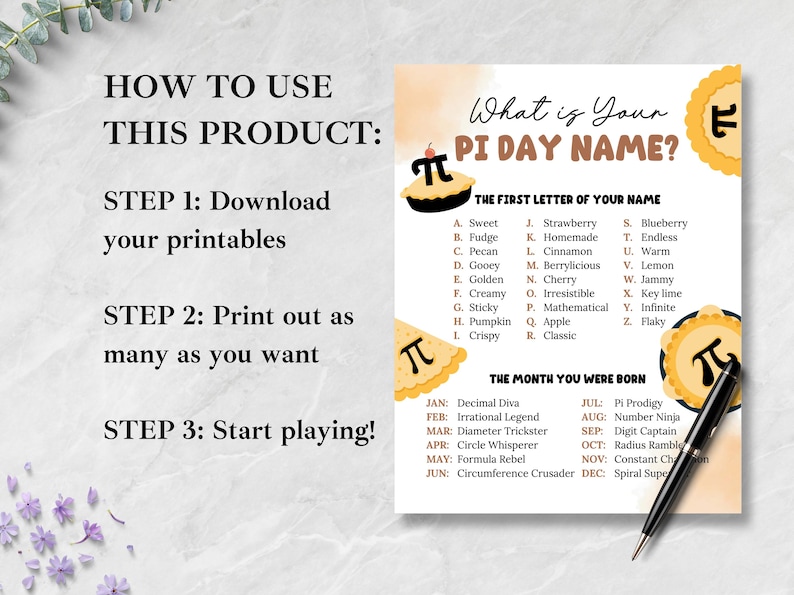 What's Your Pi Day Name With Name Tags, Pi Day Games, Pi Day Activity ...