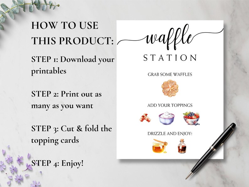 Waffle Bar Sign With Table Cards, Waffle Party, Waffle Station for ...