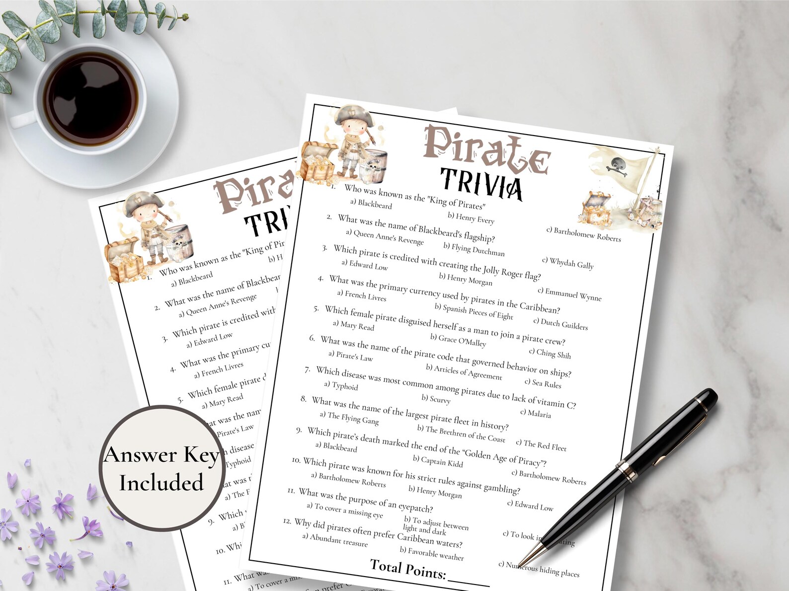 Pirate Trivia Game, Pirate Theme Party Game for Kids & Adults, Pirate ...