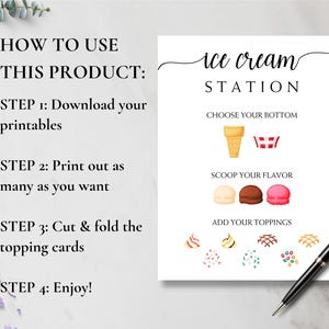 Ice Cream Bar Sign With Table Cards, Ice Cream Birthday Sign, Ice Cream ...