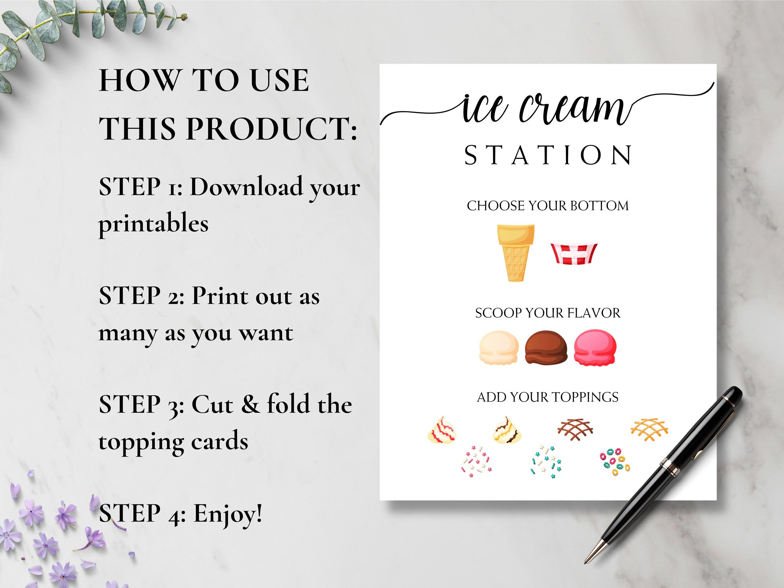 Ice Cream Bar Sign With Table Cards, Ice Cream Birthday Sign, Ice Cream ...