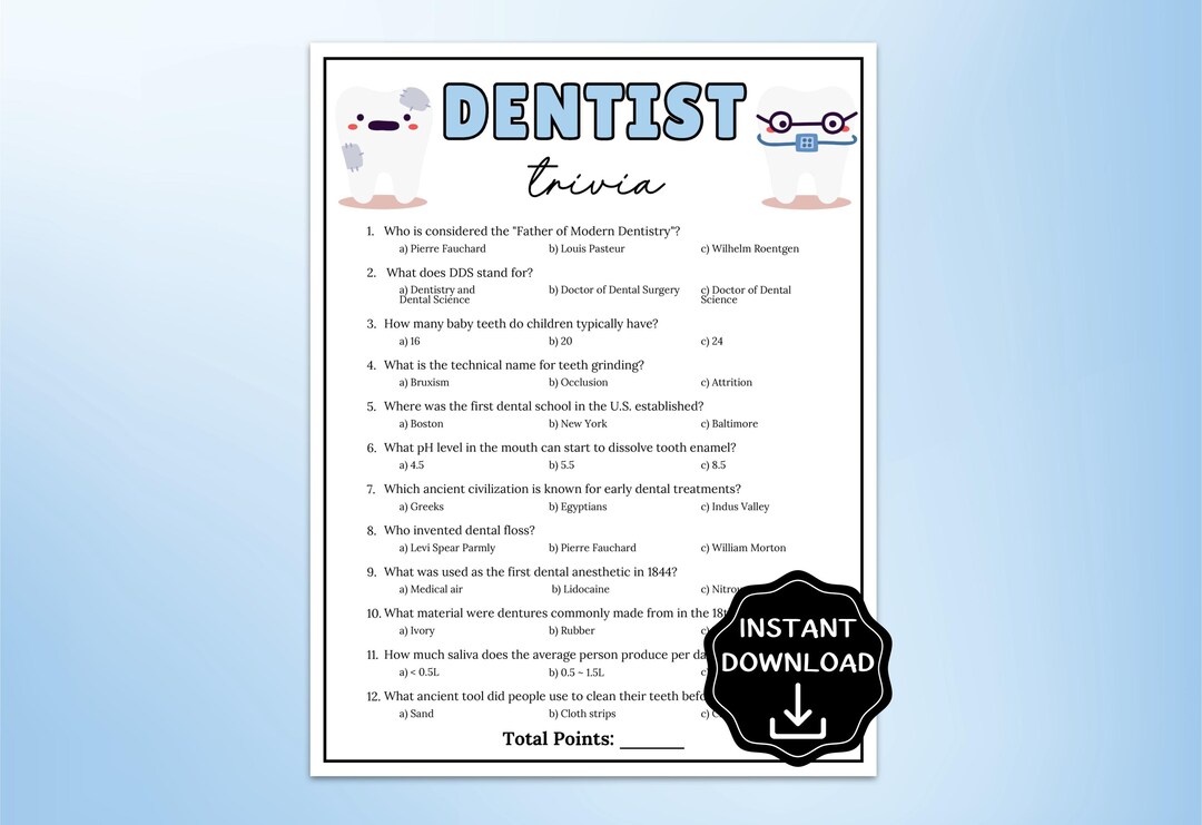 Dentist Trivia Game, Dental Office Games, Dentist Appreciation Week ...