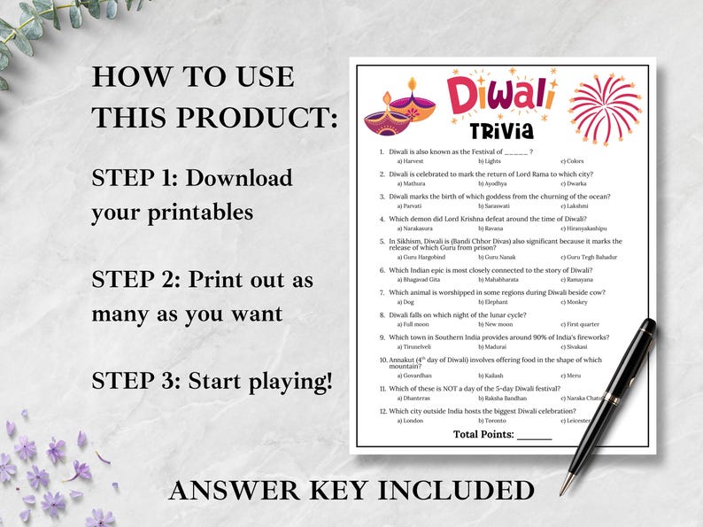 Diwali Trivia Game, Diwali Games, Diwali Party Game, Indian Party Game ...