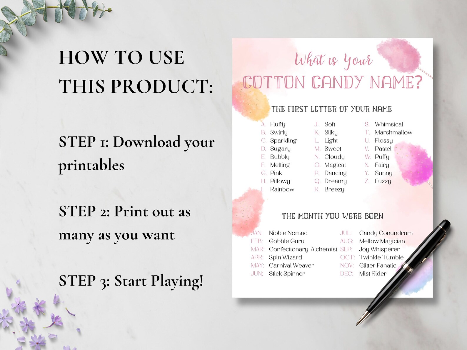 What's Your Cotton Candy Name Game With Name Tags, Fun Cotton Candy ...