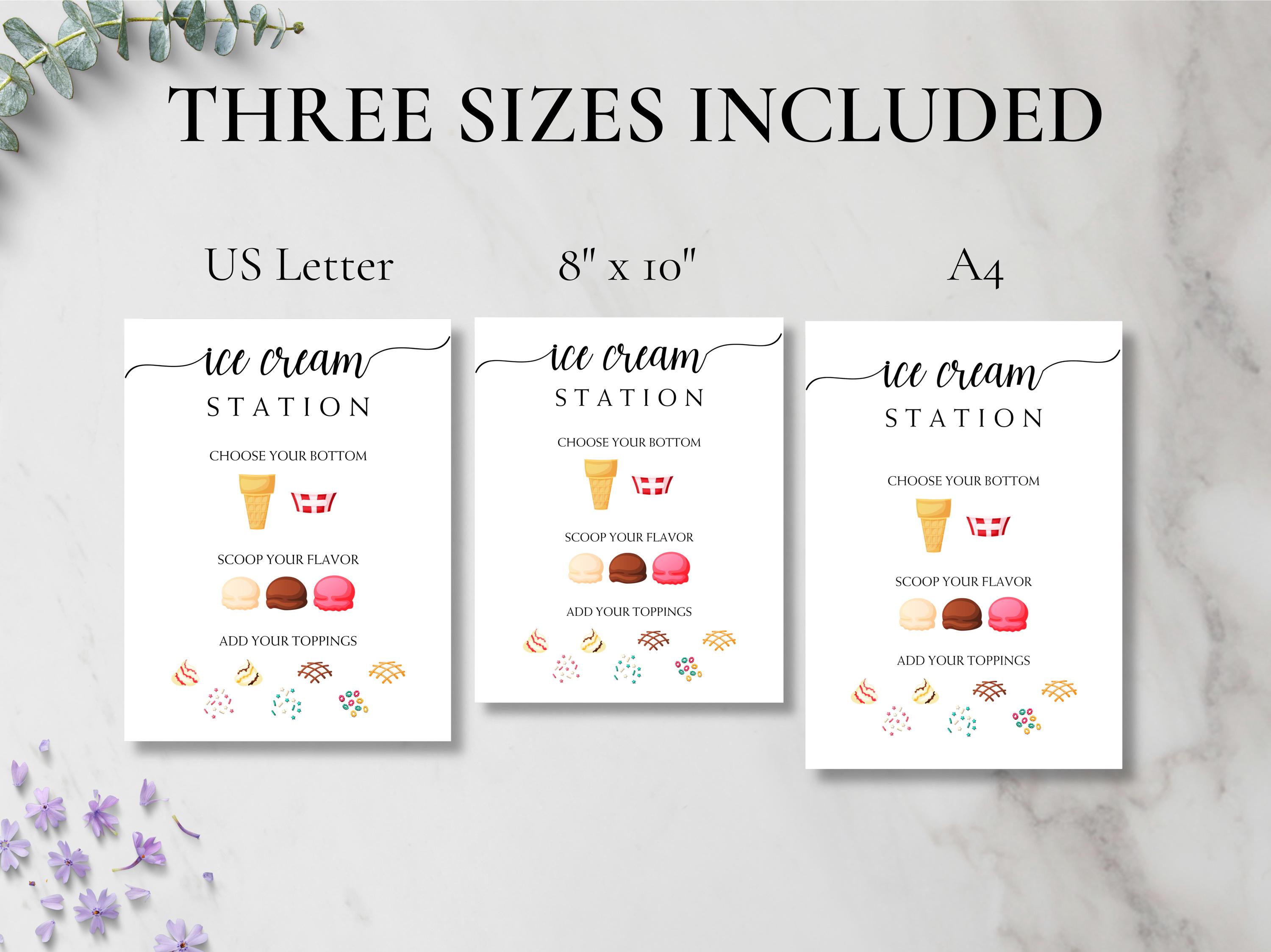 Ice Cream Bar Sign With Table Cards, Ice Cream Birthday Sign, Ice Cream ...