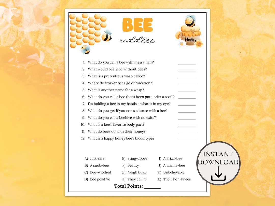 Bee Riddles, Bee Jokes and Puns for Kids & Adults, Honey Bee Baby ...