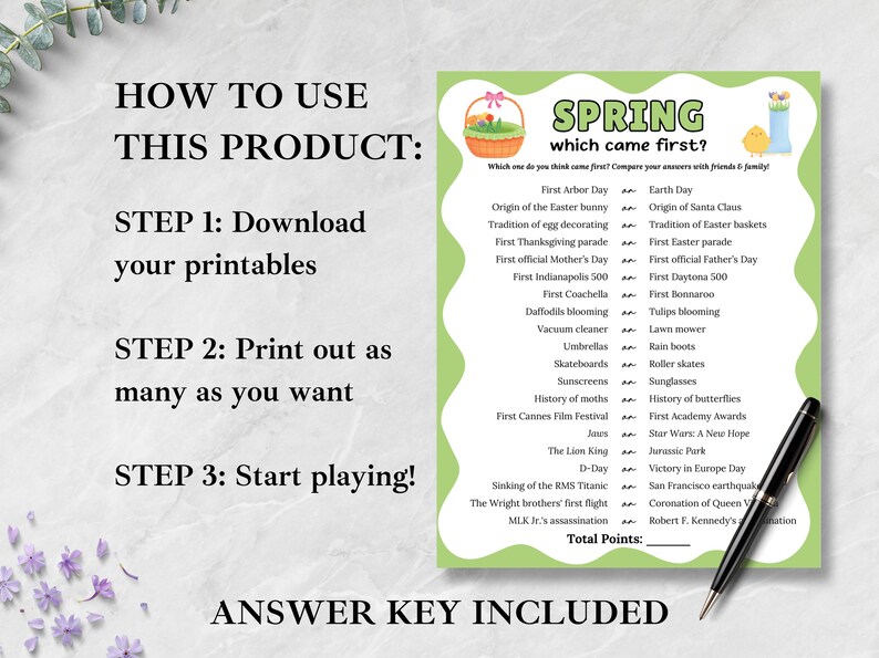 Spring Trivia Game, Which Came First Spring Game, Spring Party Games ...