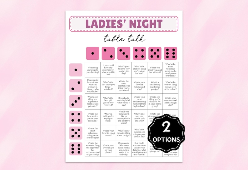 Ladies Night Dice Game, Ladies Night Games Fun, Girls Conversation ...