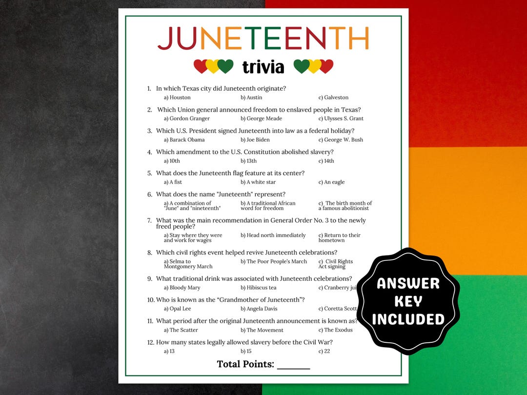 Juneteenth Trivia Game, Juneteenth Games Printable, Juneteenth ...