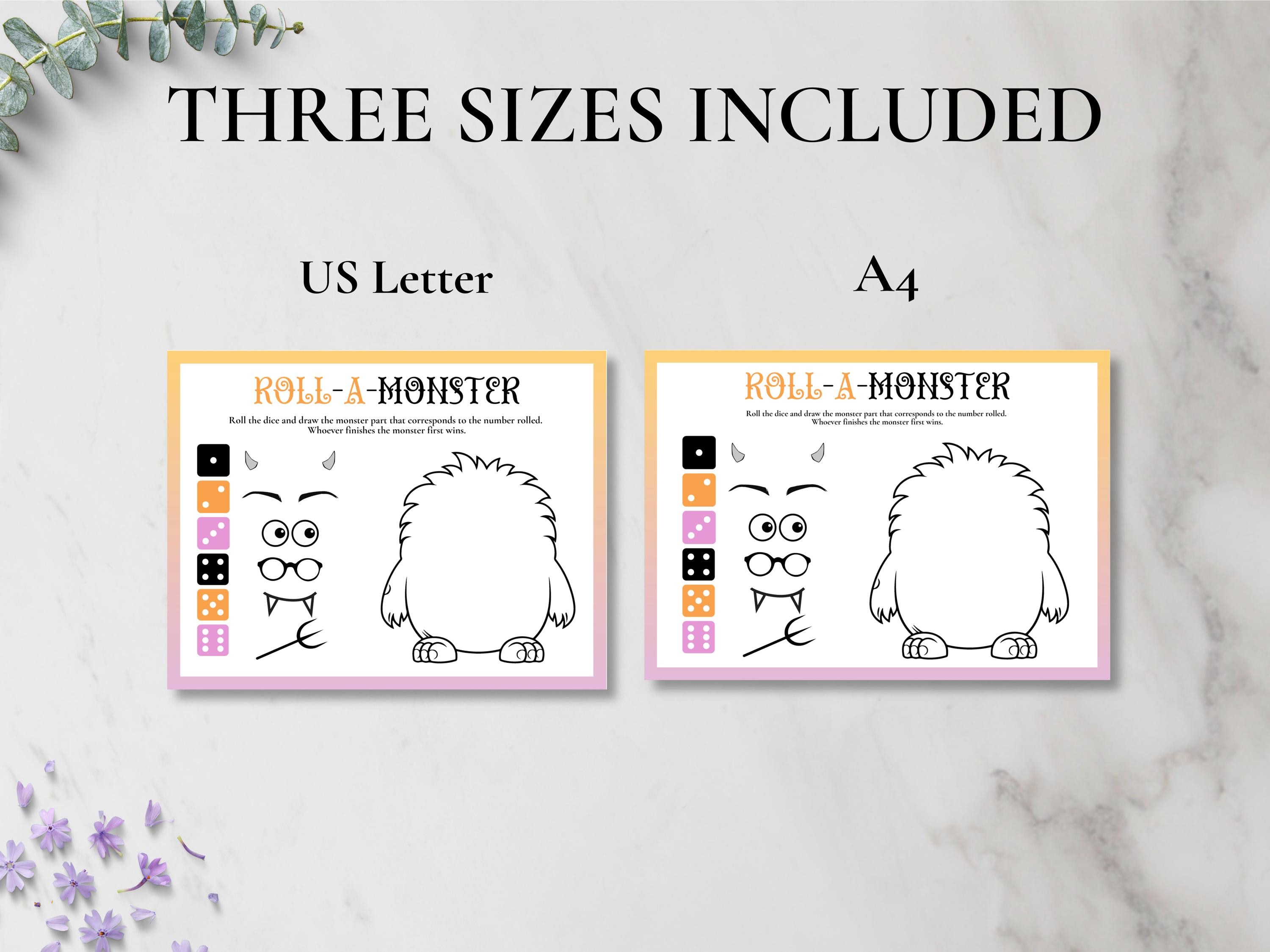 Roll A Monster Printable Game, Halloween Monster Game for Kids, Monster ...