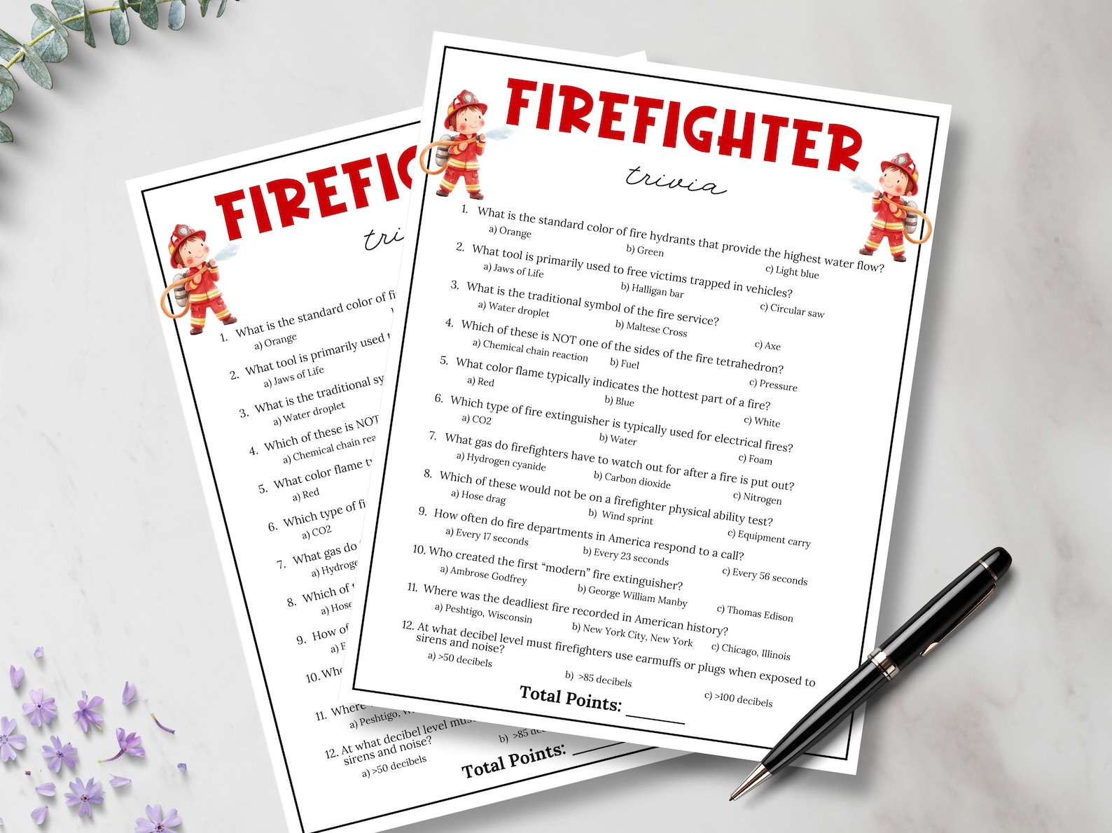 Firefighter Trivia, Firefighter Day Activities, Firefighter Birthday ...