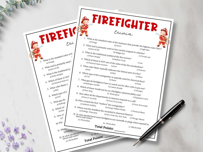 Firefighter Trivia, Firefighter Day Activities, Firefighter Birthday ...