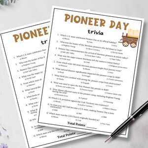 Pioneer Day Trivia Game, Pioneer Day Game for Kids & Adults, Mormon ...