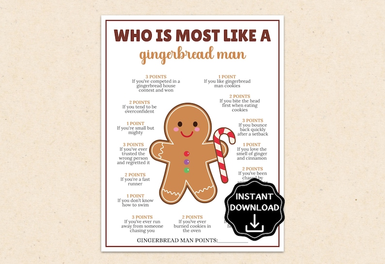 Who is Most Like A Gingerbread Man Game, Gingerbread Games for Kids ...