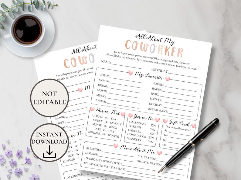 All About My Coworker Printable, Get to Know Your New Employee ...