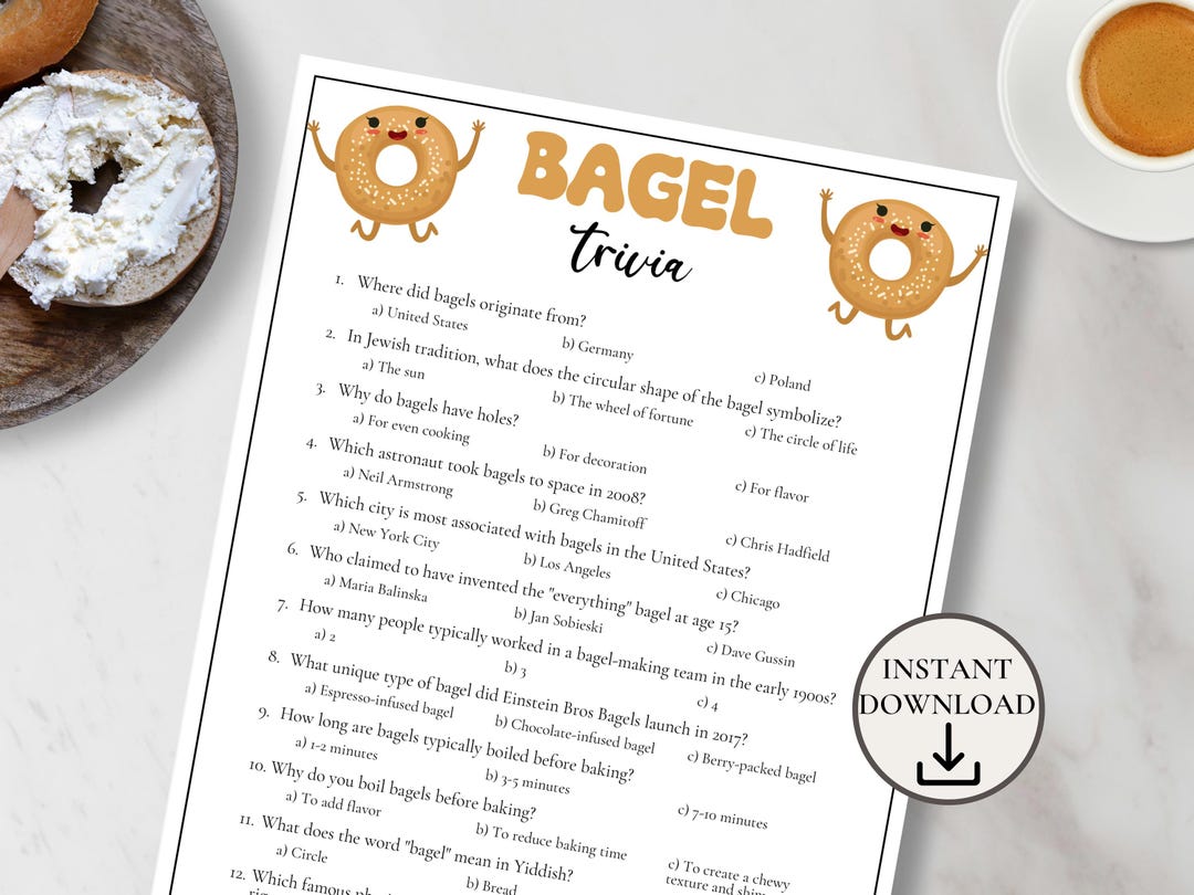 Bagel Trivia Game, Fun Classroom Activity for Bagel Day, Printable Food ...