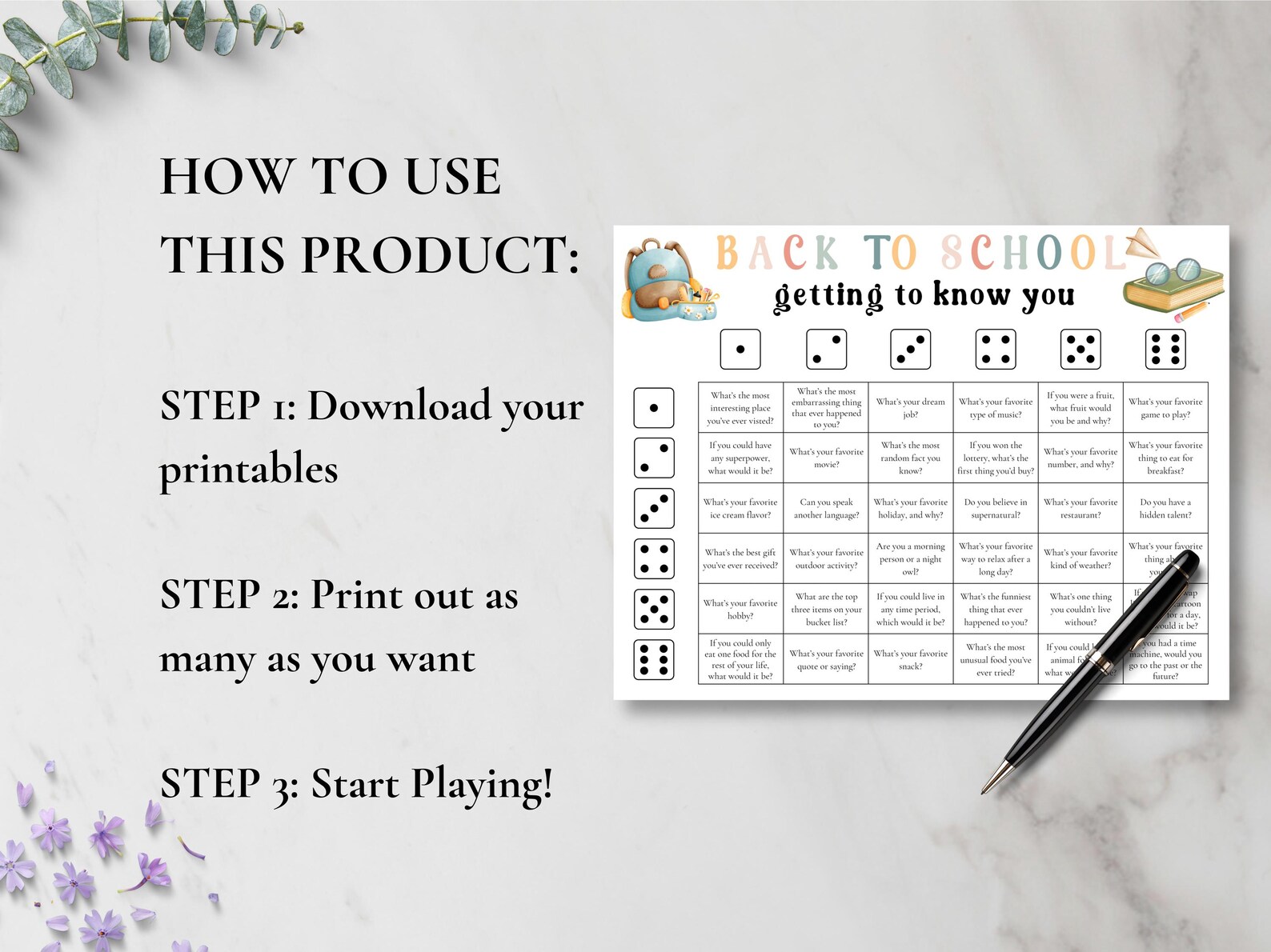 Back to School Dice Breaker, Back to School Game, Get to Know You Dice ...