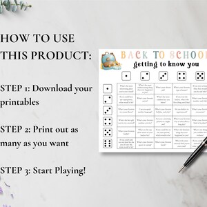 Back to School Dice Breaker, Back to School Game, Get to Know You Dice ...