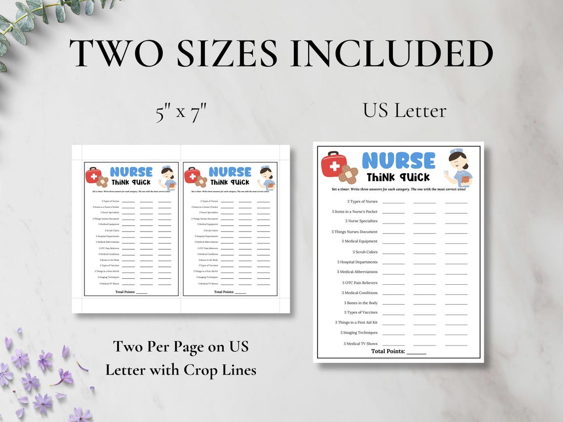 Nurse Think Quick Trivia Game, Nurse Games, Nurse Appreciation Week ...