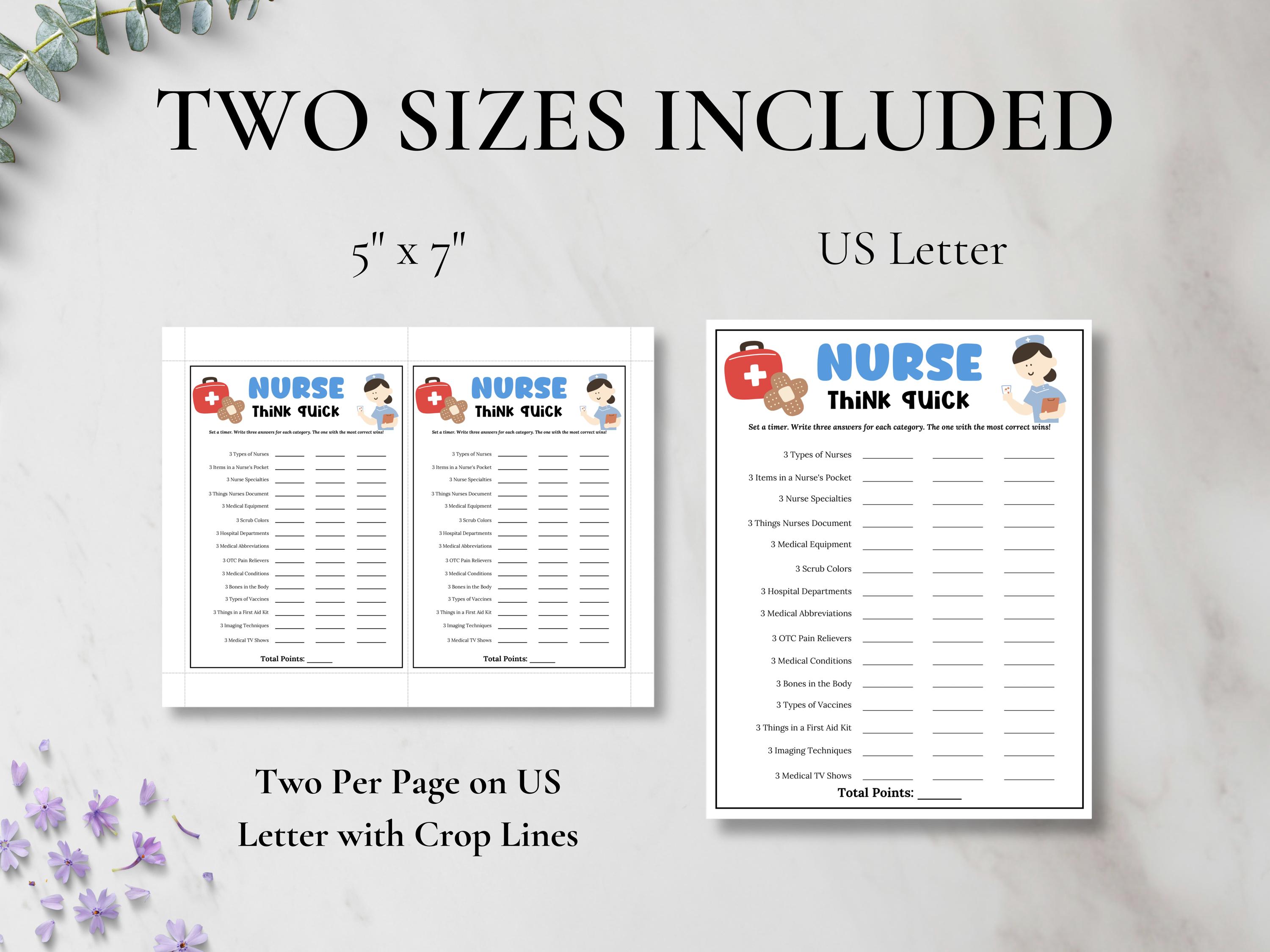 Nurse Think Quick Trivia Game, Nurse Games, Nurse Appreciation Week ...