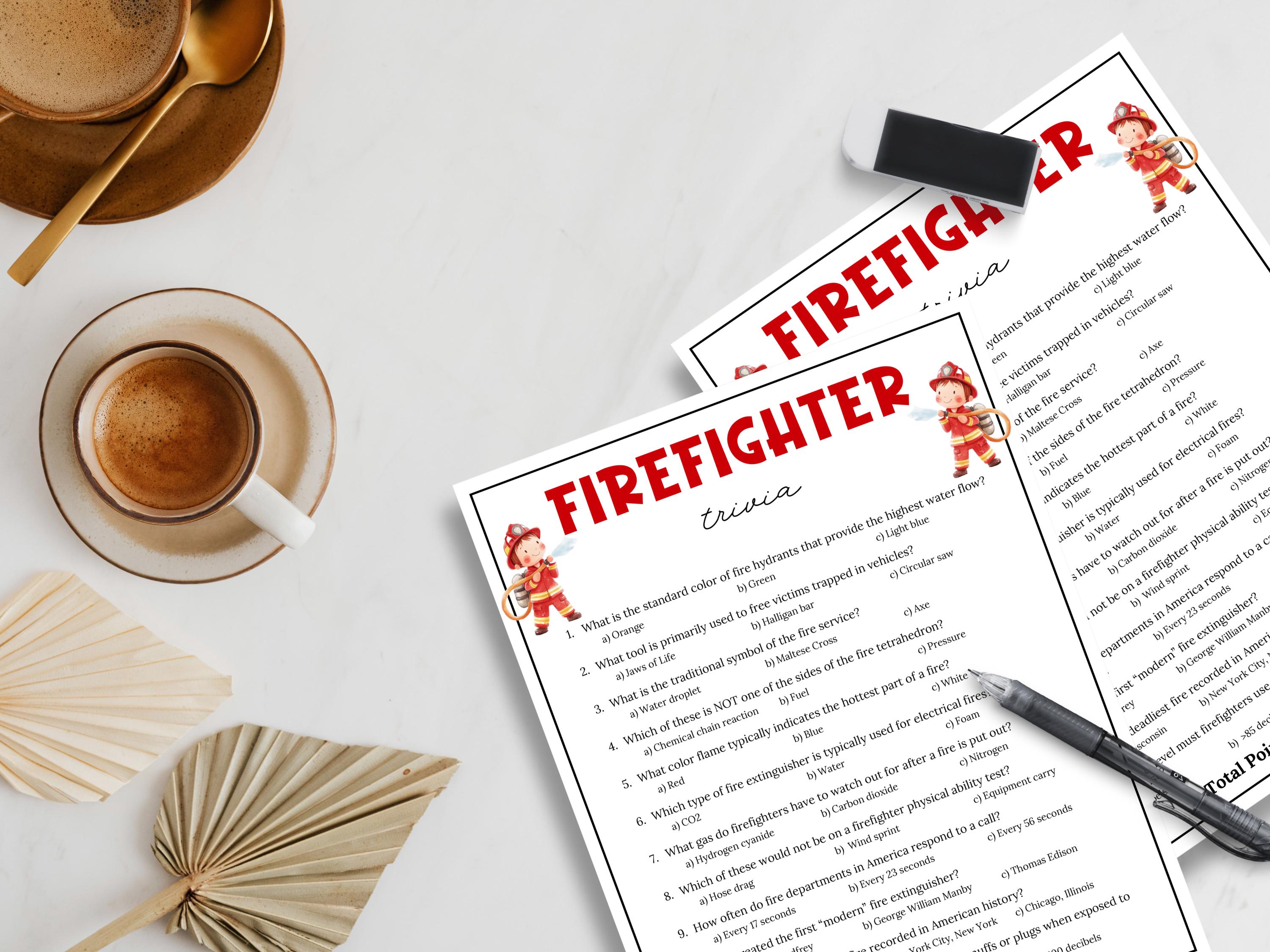 Firefighter Trivia, Firefighter Day Activities, Firefighter Birthday ...