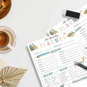 All About My Teacher, Get to Know My Teacher Questions, Teacher ...