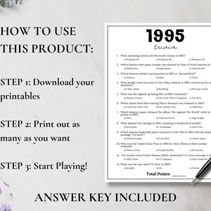 1995 Trivia Game, 30th Birthday Games, Born in 1995 Games, 1995 Class ...