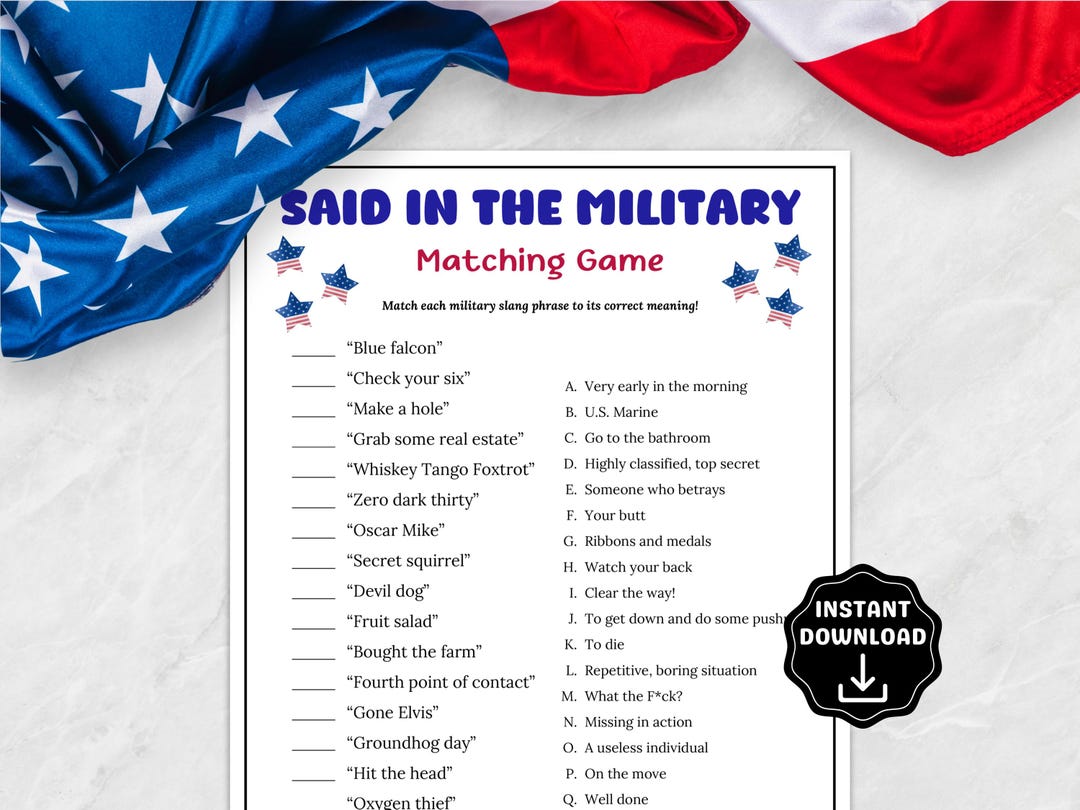 Military Slang Trivia Game, Memorial Day Games for the Office ...