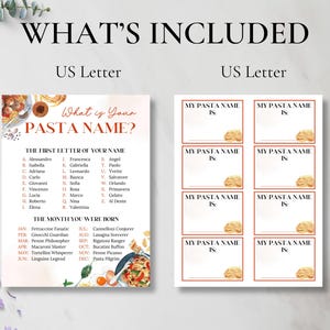 What's Your Pasta Name With Name Tags, Pasta Games for Kids&adults ...
