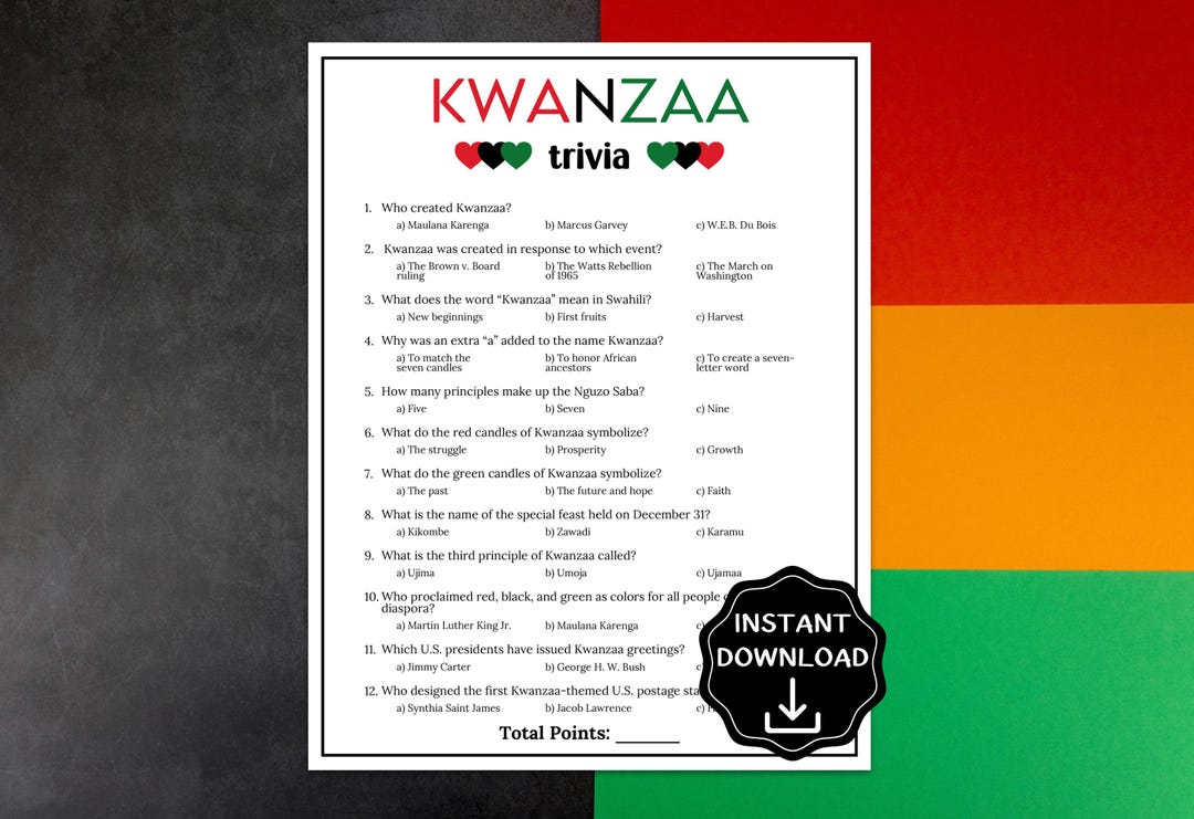 Kwanzaa Trivia Game, Kwanzaa Game for Kids & Adults, African American ...