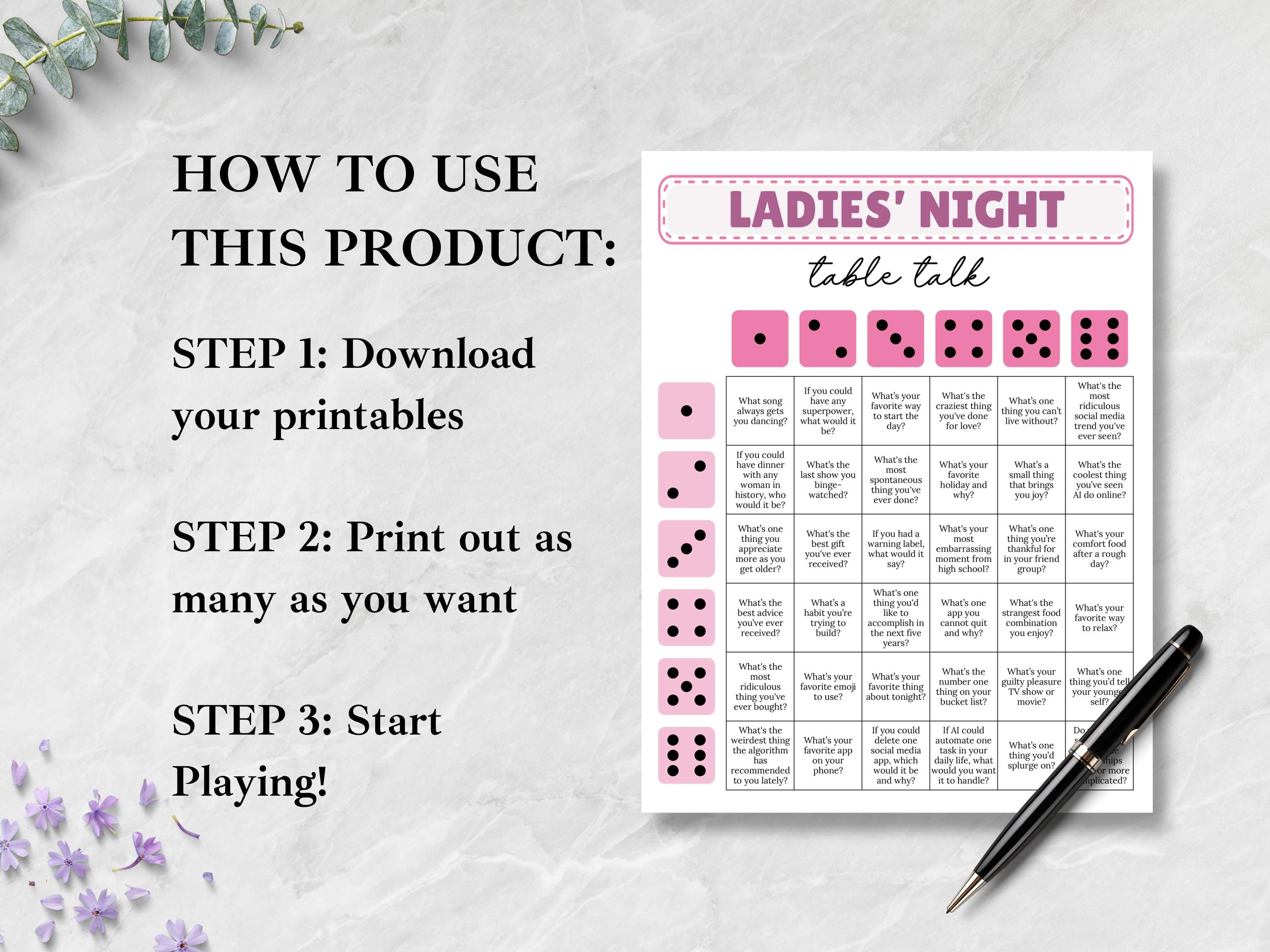 Ladies Night Dice Game, Ladies Night Games Fun, Girls Conversation ...