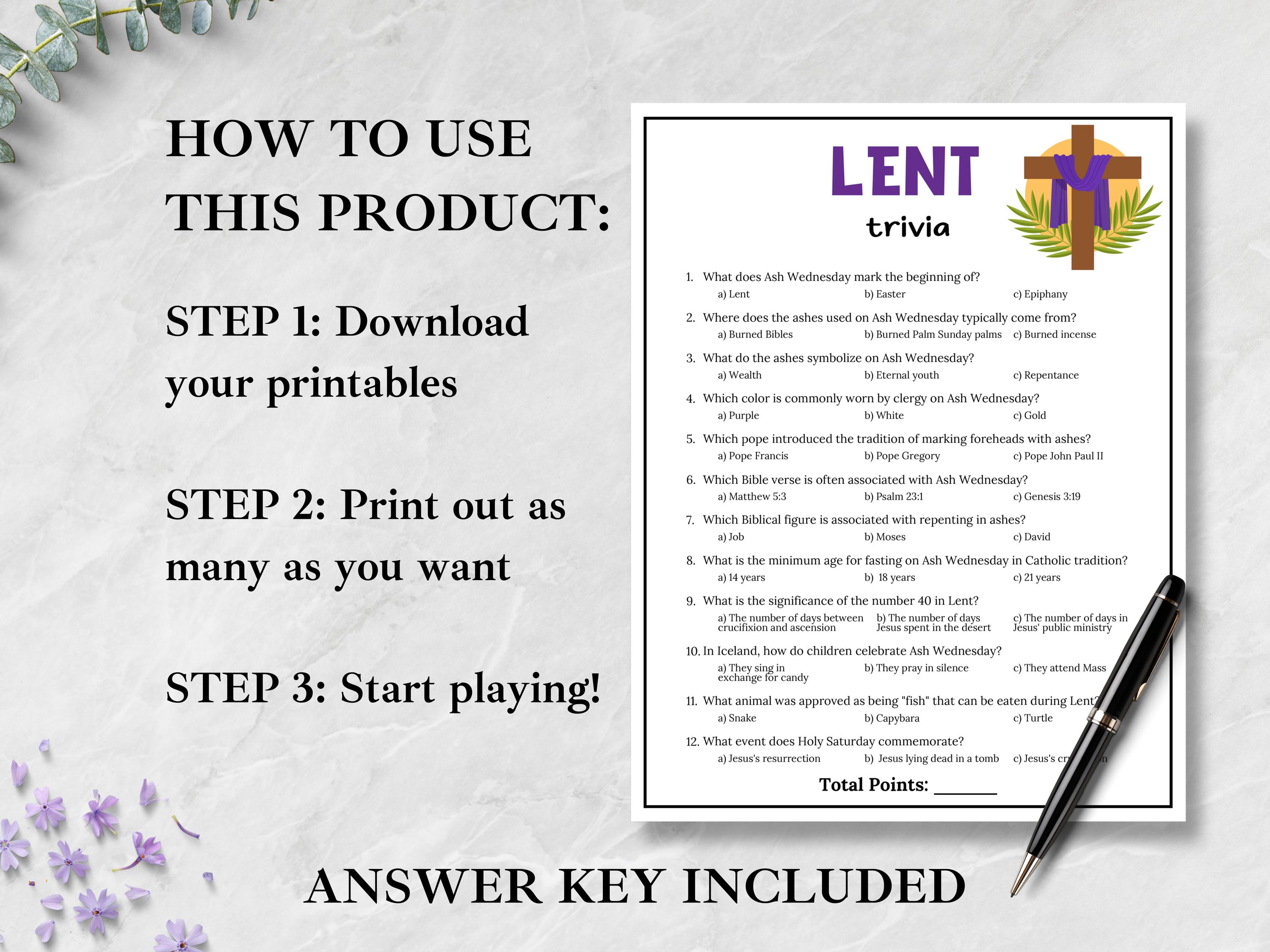 Lent Trivia Game, Easter Party Games, Sunday School Activities, Lenten ...